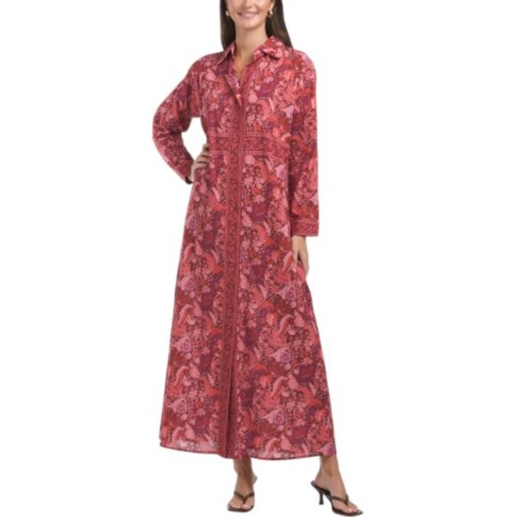 Bindu | Dresses | Bindu Broder Print Shirt Maxi Dress | Poshmark